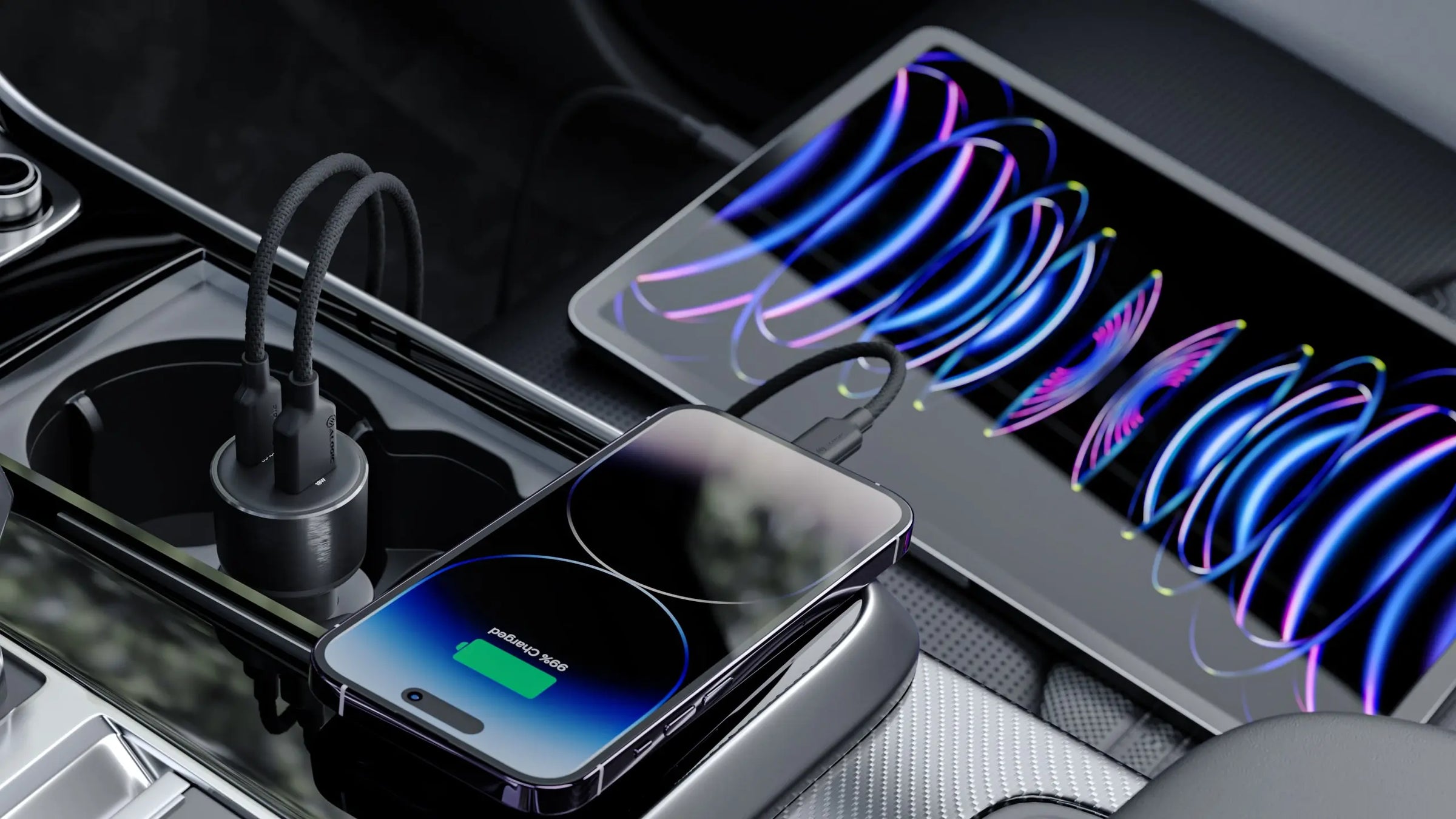 Buy 100W Rapid Power Car Charger with 1 X USB-C Port & 1 X USB-A Port ...