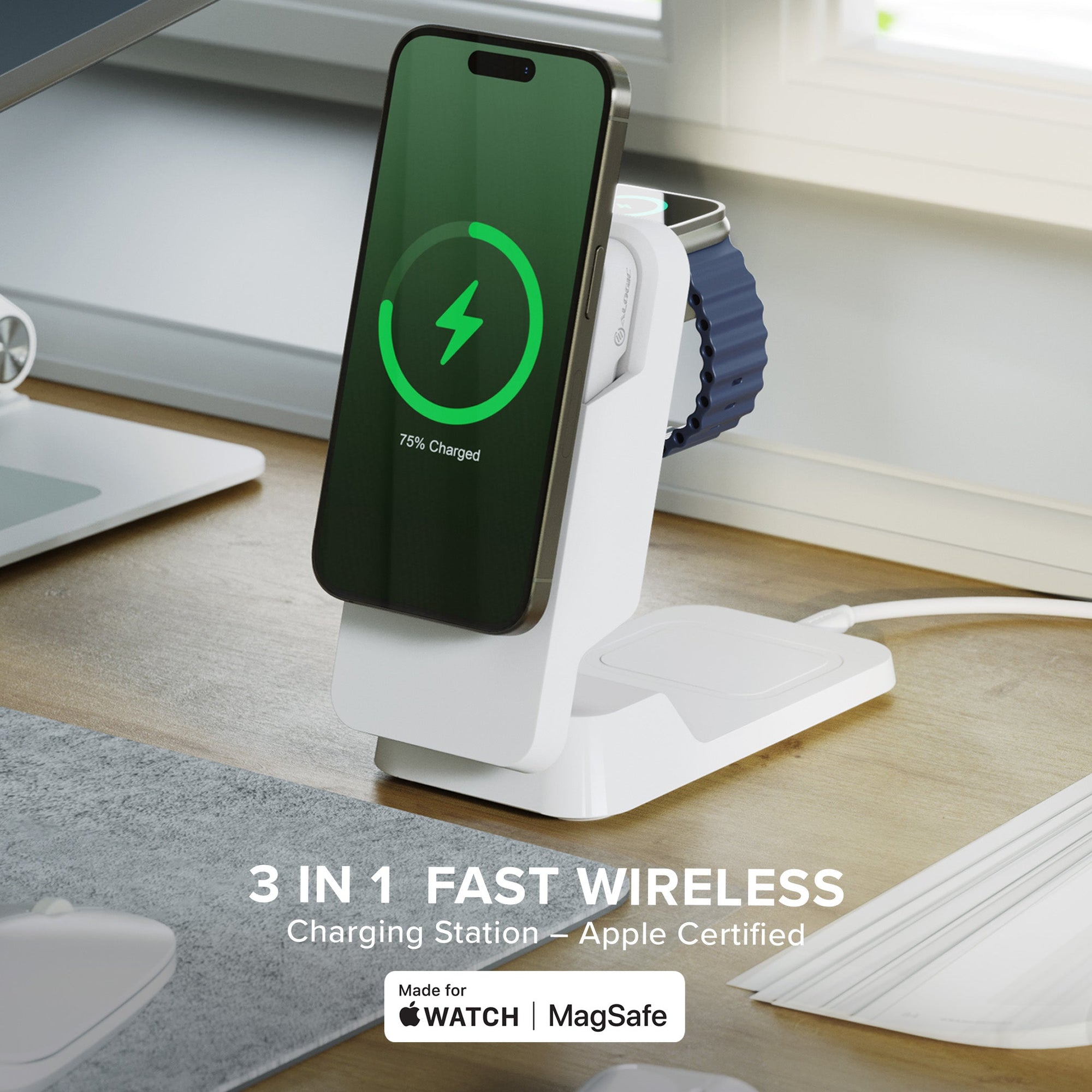 Matrix Ultimate 3-in-1 Wireless Charger with 5,000mAh MagSafe Power Ba
